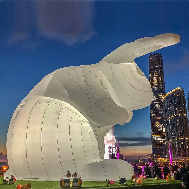 Giant 20ft Inflatable Rabbit Easter Bunny model Invade Public Spaces A ...
